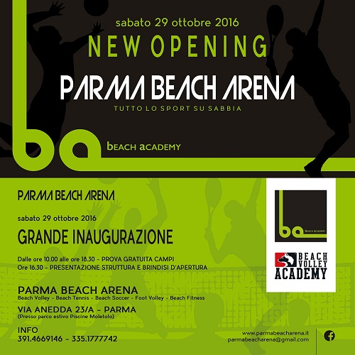 Parma, Oggi l'inaugurazione del Tempio degli Sport da spiaggia